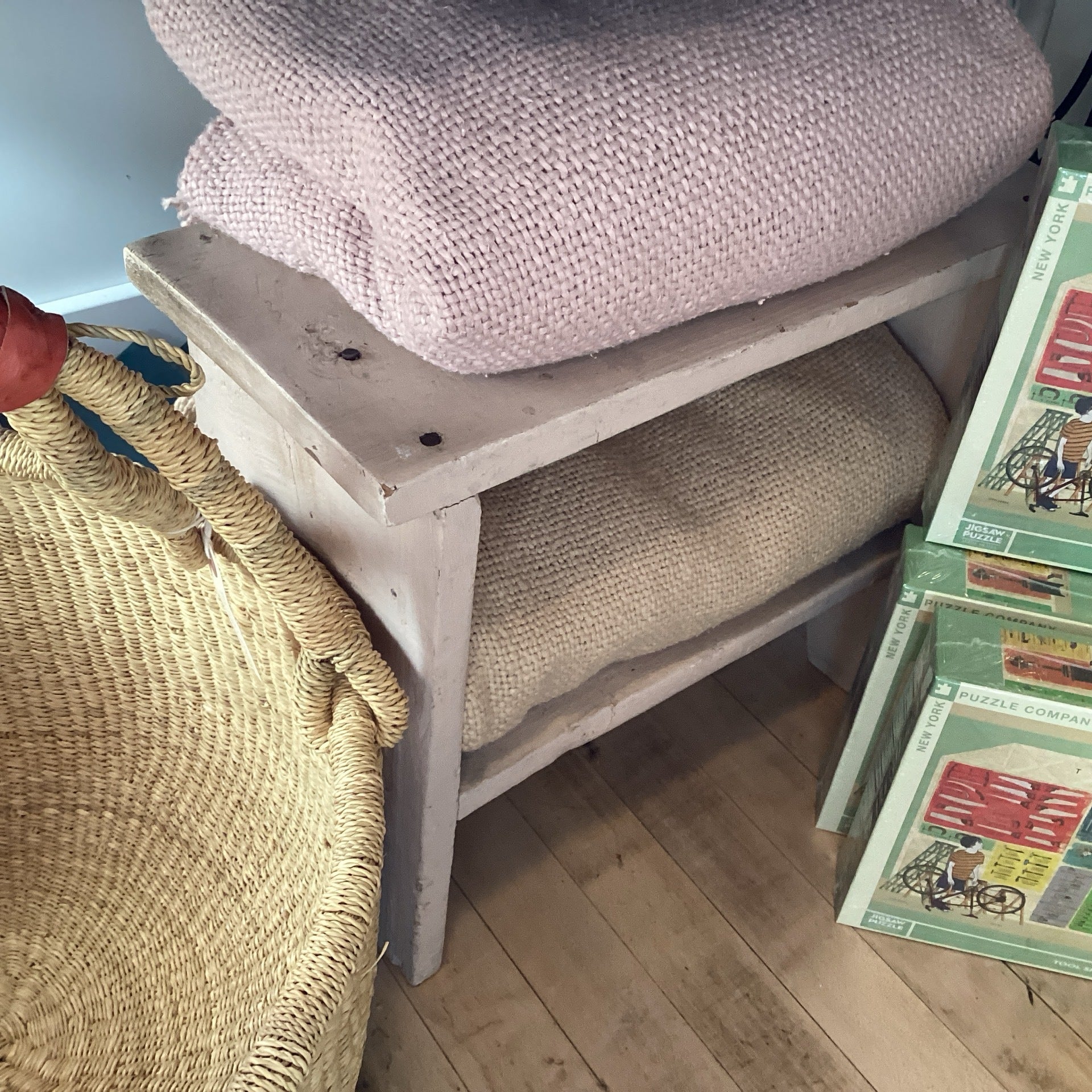 Antique Two Tier Cream Step Stool | Object