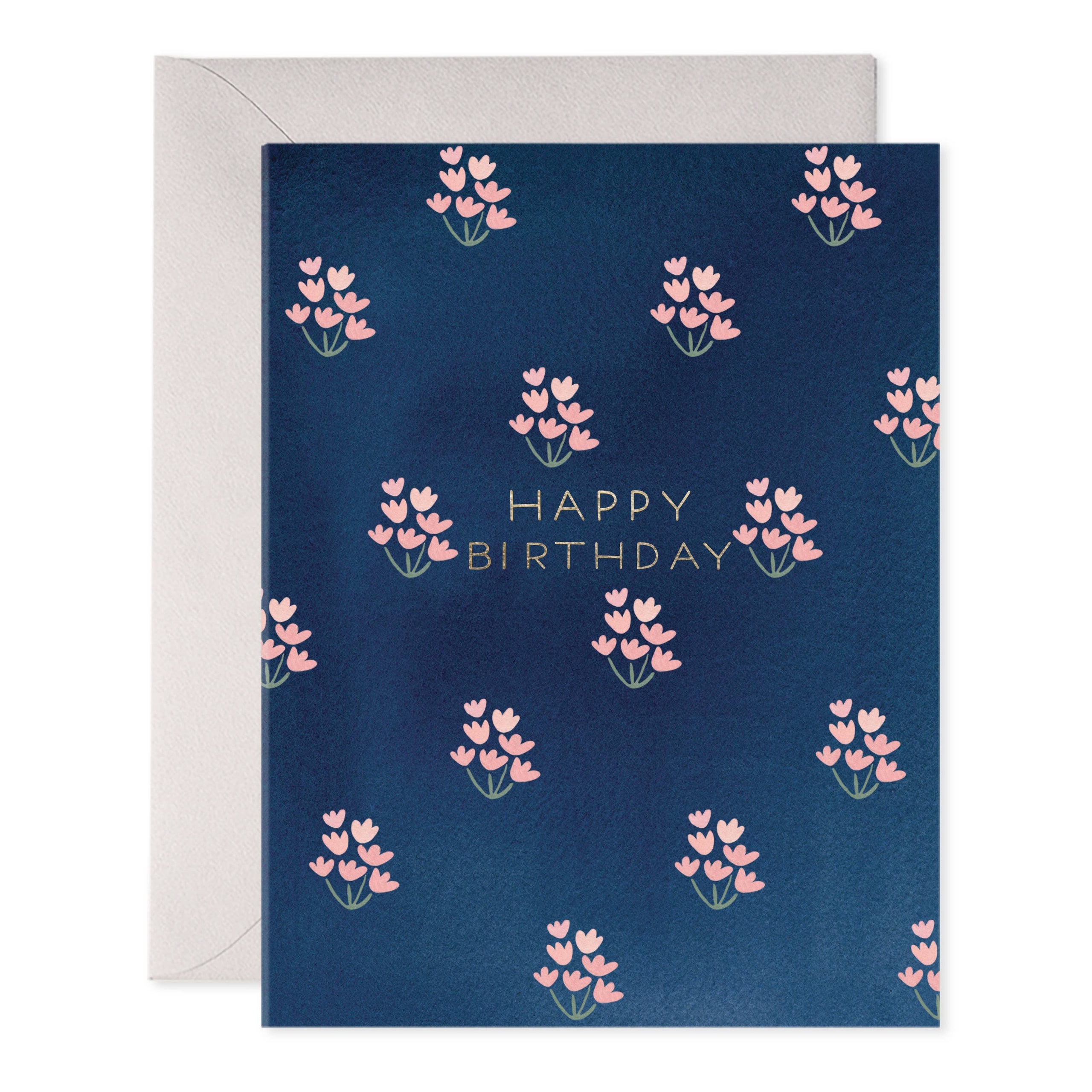 Dainty Block Print Blue Birthday Greeting Card | Object